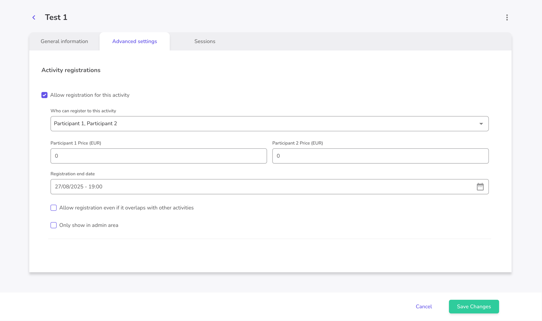 How to set up activities