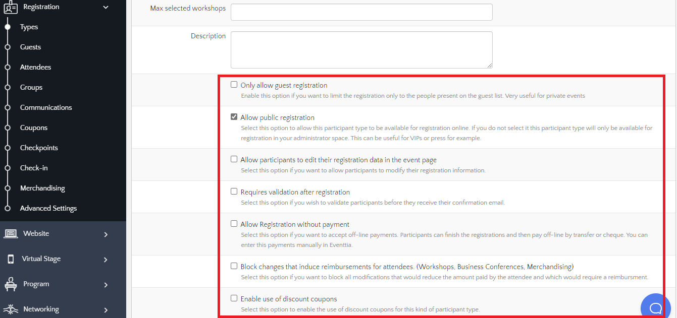 How to create attendee types