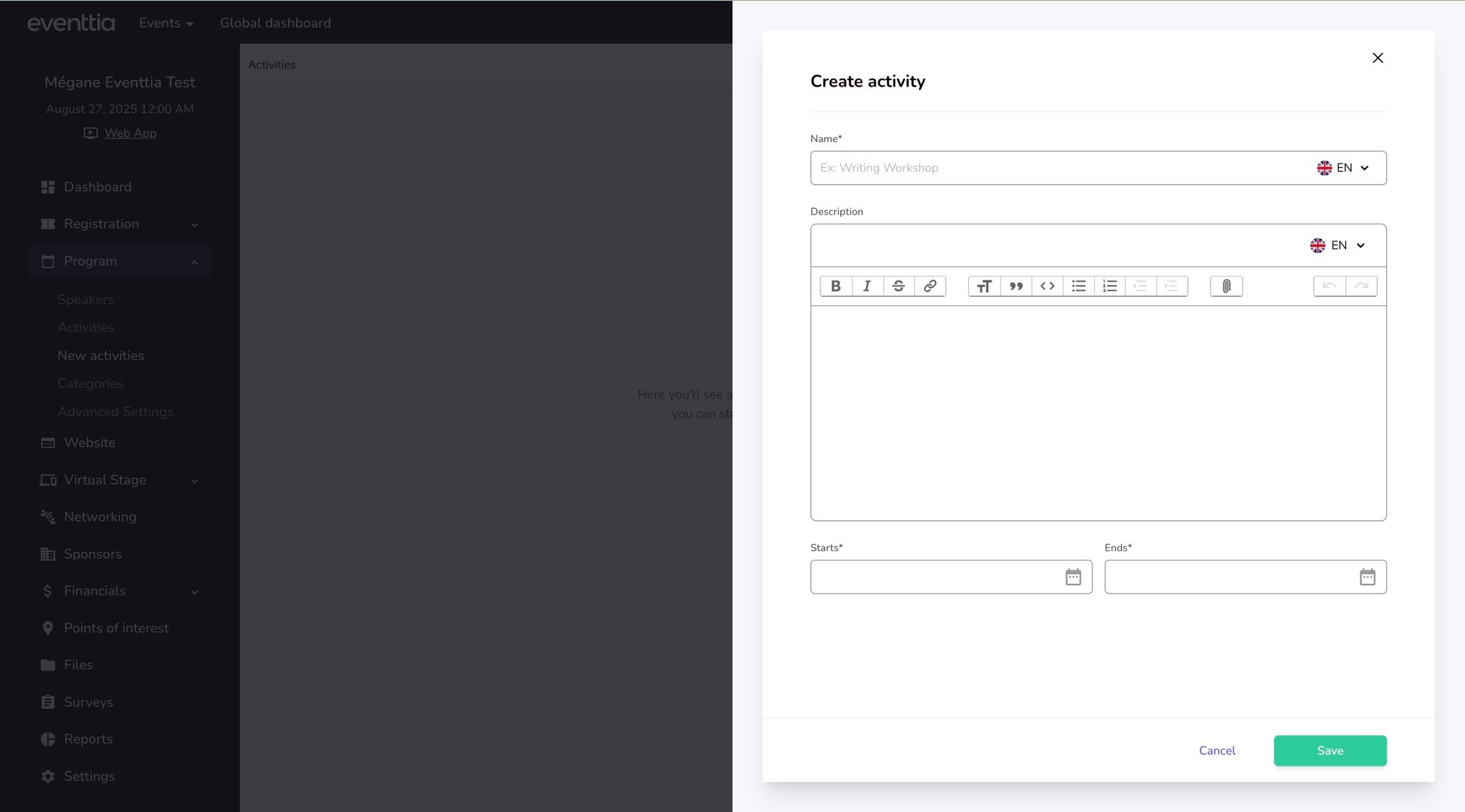 How to set up activities